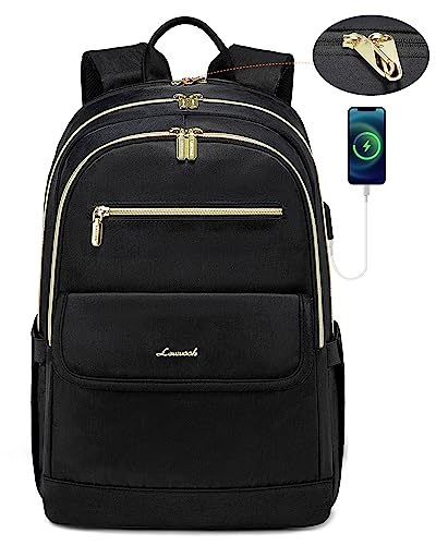 LOVEVOOK Laptop Backpack for Women,15.6 Inch Fashion Travel Backpack,Large Capacity Backpack Purse with USB,Water-resistant fits College Work Business Travel （Black）