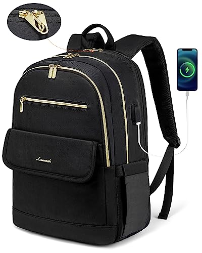 LOVEVOOK Laptop Backpack for Women,15.6 Inch Fashion Travel Backpack,Large Capacity Backpack Purse with USB,Water-resistant fits College Work Business Travel （Black）