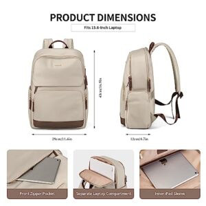 GOLF QUALITY Laptop Backpack for Women Casual Daypack Travel Work Computer Bookbag Fits 15.6 Inch Notebook (Apricot)