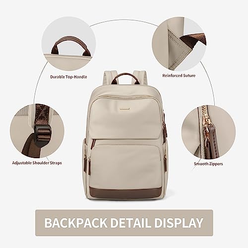 GOLF QUALITY Laptop Backpack for Women Casual Daypack Travel Work Computer Bookbag Fits 15.6 Inch Notebook (Apricot)