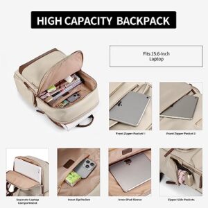 GOLF QUALITY Laptop Backpack for Women Casual Daypack Travel Work Computer Bookbag Fits 15.6 Inch Notebook (Apricot)