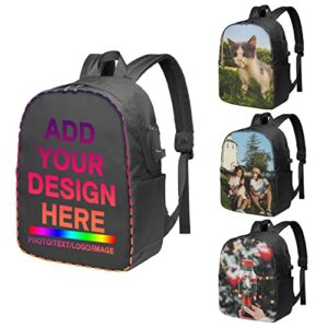 ahobagga custom backpack personalized large capacity shoulder traveling bag add your customized photo picture text casual backpack travel knapsack standard size for learning travel work