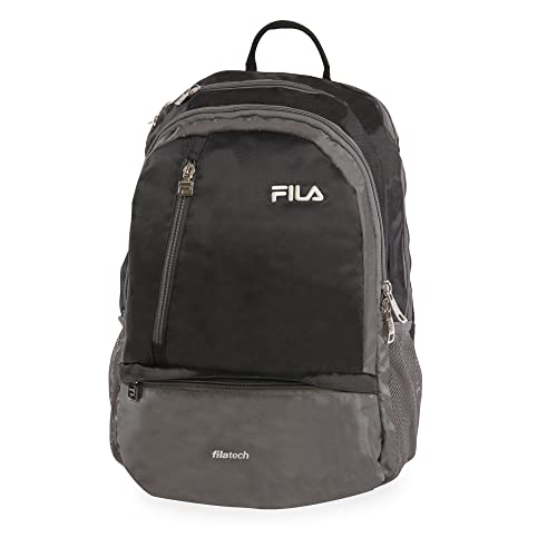 Fila Duel Tablet and Laptop Backpack, Black/Grey, One Size