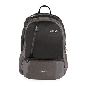 Fila Duel Tablet and Laptop Backpack, Black/Grey, One Size