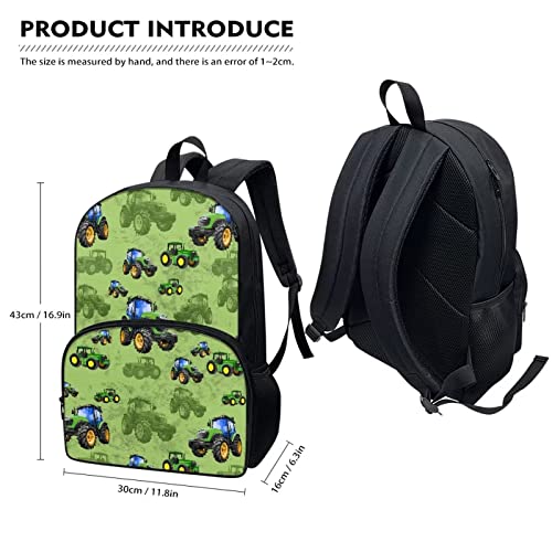 Drydeepin Kids Backpack for Boys Girls Cartoon Farm Truck Tractor Print Elementary Students Bookbag Middle School Bag Lightweight Waterproof Children Travel Bag Backpacks Laptop Bag,17 Inch