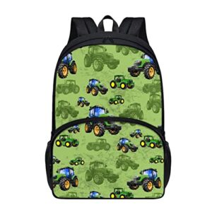 drydeepin kids backpack for boys girls cartoon farm truck tractor print elementary students bookbag middle school bag lightweight waterproof children travel bag backpacks laptop bag,17 inch