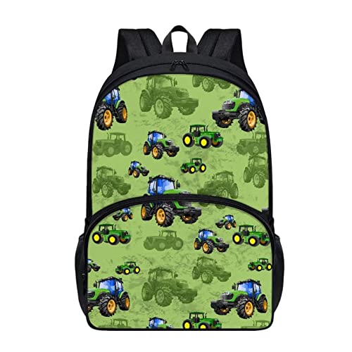 Drydeepin Kids Backpack for Boys Girls Cartoon Farm Truck Tractor Print Elementary Students Bookbag Middle School Bag Lightweight Waterproof Children Travel Bag Backpacks Laptop Bag,17 Inch