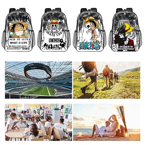 URYLVUG Japanese Anime Clear Backpack, Cosplay PVC Daypack, Heavy Duty See Through Shoulder Bag for Work, Transparent Plastic Bag for Boys Girls-Cute