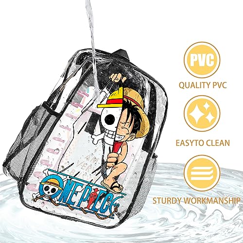 URYLVUG Japanese Anime Clear Backpack, Cosplay PVC Daypack, Heavy Duty See Through Shoulder Bag for Work, Transparent Plastic Bag for Boys Girls-Cute