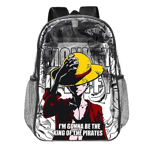 URYLVUG Japanese Anime Clear Backpack, Cosplay PVC Daypack, Heavy Duty See Through Shoulder Bag for Work, Transparent Plastic Bag for Boys Girls-L