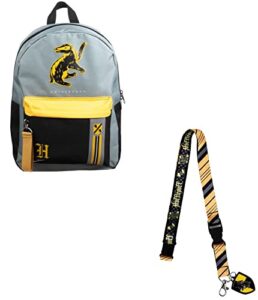 bioworld harry potter hufflepuff 16" laptop backpack & lanyard combo set