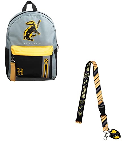 Bioworld Harry Potter Hufflepuff 16" Laptop Backpack & Lanyard Combo Set