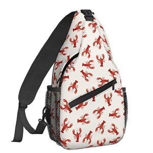 niukom red lobsters crawfish crossbody bags for women trendy sling backpack men chest shoulder bag gym cycling travel hiking daypack