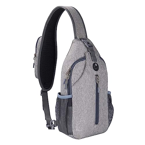 Yaopeing Sling Backpack for Men,Large Capacity Multipurpose Crossbody Chest Bag for Hiking Walking Travel,Grey