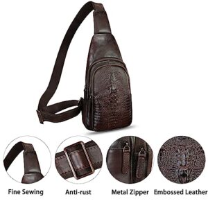 Genuine Leather Sling Bag Retro Crossbody Sling Backpack Handmade Chest Purse Daypack Cycling Fanny Pack (Coffee)