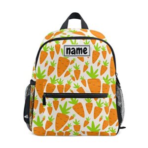 glaphy custom kid's name backpack, carrot cute toddler backpack personalized name preschool bookbag for boys girls