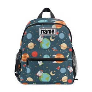 glaphy custom kid's name backpack cartoon outer space rockets toddler backpack personalized name preschool bookbag for boys girls