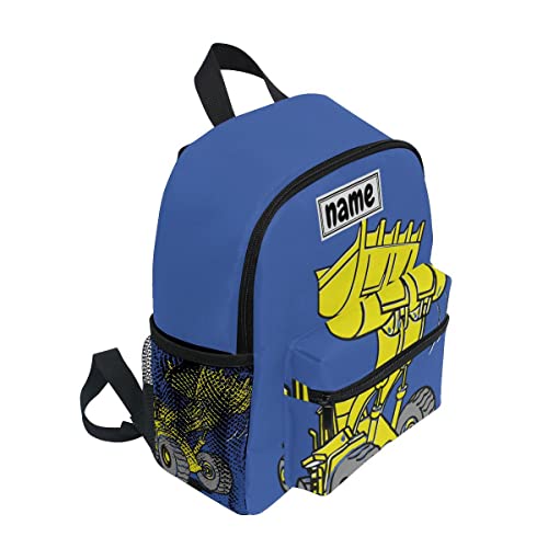 Glaphy Custom Kid's Name Backpack Construction Excavator Toddler Backpack for Daycare Travel Personalized Name Preschool Bookbag for Boys Girls