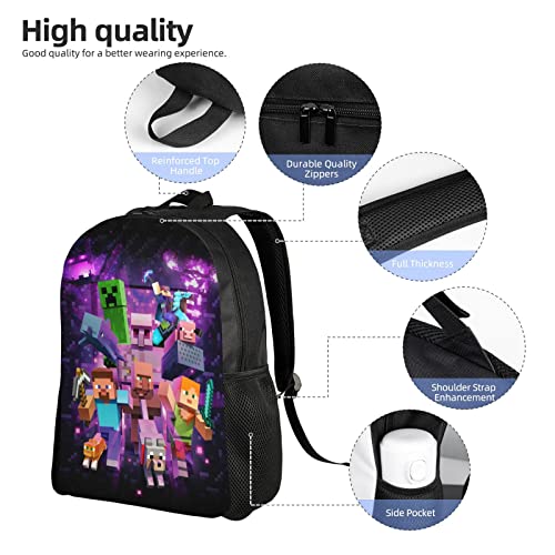 Exuatzs Kids Backpack for School,Game 17.3in Backpack Set for Teens Kids Boys, Lightweight Elementary Middle Bookbag for Students School Bookbag Set with Lunch Box and Pencil Case,3Pcs-A2