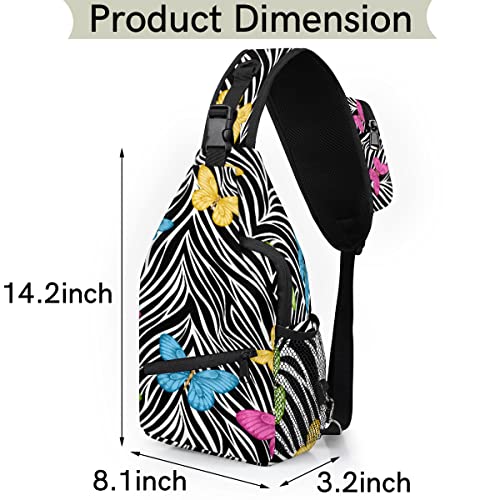 Sling Bag for Women, Mini Crossbody Shoulder Chest Small Backpack for Travel Hiking (Butterfly)