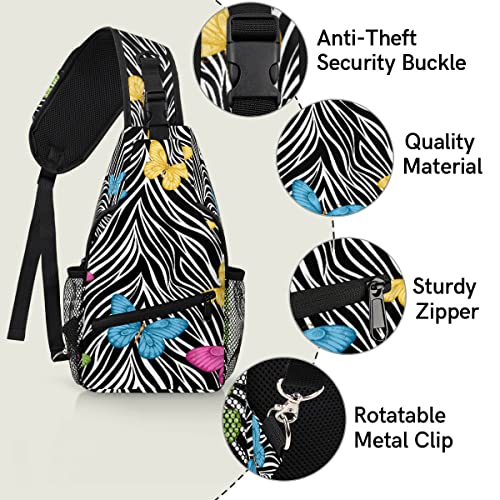 Sling Bag for Women, Mini Crossbody Shoulder Chest Small Backpack for Travel Hiking (Butterfly)