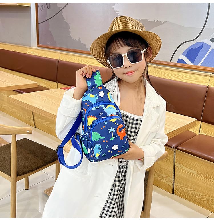 Hiflyer Kids Crossbody Bag Kids Sling Bags, Small Nylon Sling Bag for Kids Travel Bag for Kids, Cartoon Sling Bag for Kids (Blue)