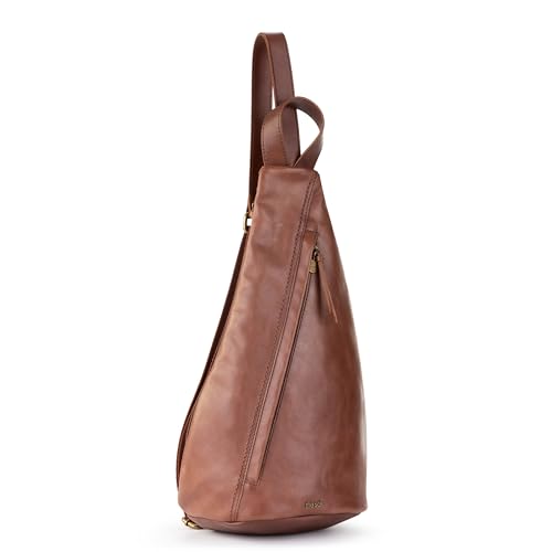 The Sak Geo Sling Backpack in Leather, Convertible Design, Teak