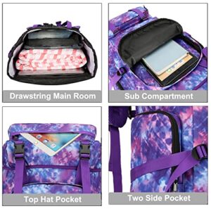 W WINTMING Hiking Backpack for Men 70L/100L Camping Backpack Military Rucksack Molle 3 Days Assault Pack for Backpacking (Purple Tie-Dye)