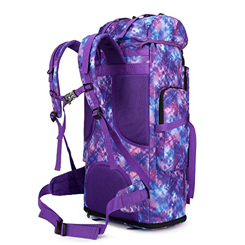 W WINTMING Hiking Backpack for Men 70L/100L Camping Backpack Military Rucksack Molle 3 Days Assault Pack for Backpacking (Purple Tie-Dye)