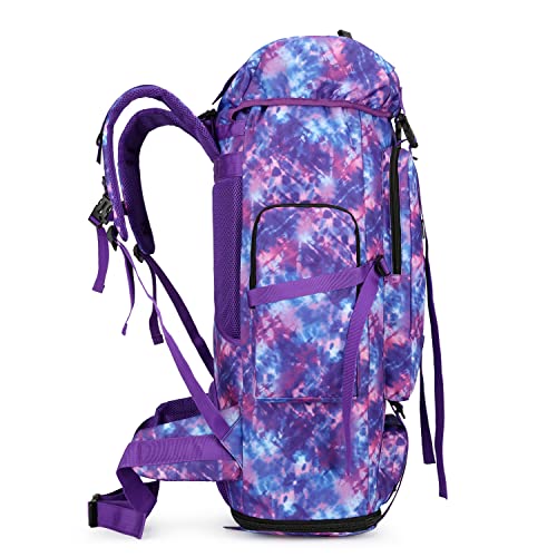 W WINTMING Hiking Backpack for Men 70L/100L Camping Backpack Military Rucksack Molle 3 Days Assault Pack for Backpacking (Purple Tie-Dye)