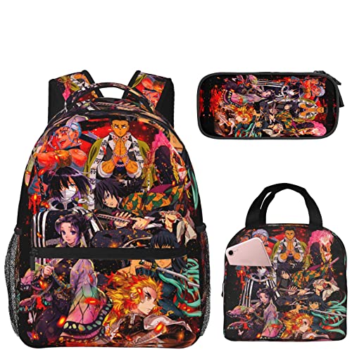 Aykhkya Anime Backpack Set, 3d Printing Large Capacity Casual 3ps Computer Backpack Unisex