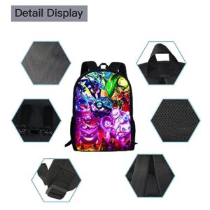 16" Boys Anime Backpacks For Teen Cartoon Backpacks Black Bookbag Lightweight Cute Daybag Travel Bag(A,15.7"*11.8"*5.5")