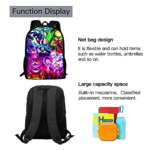 16" Boys Anime Backpacks For Teen Cartoon Backpacks Black Bookbag Lightweight Cute Daybag Travel Bag(A,15.7"*11.8"*5.5")