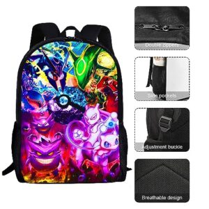 16" Boys Anime Backpacks For Teen Cartoon Backpacks Black Bookbag Lightweight Cute Daybag Travel Bag(A,15.7"*11.8"*5.5")