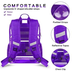 GEAMSAM Clear Backpack, Heavy Duty Transparent Backpack with Reinforced Bottom See Through Bag for College, Travel, Workplace Security - Purple