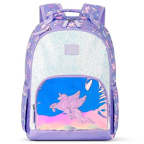 Choco Mocha Unicorn Toddler Backpack for Girls, Kids Preschool Backpack for Toddler Kindergarten Backpack 15 Inch, Glitter Purple