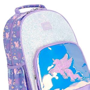 Choco Mocha Unicorn Toddler Backpack for Girls, Kids Preschool Backpack for Toddler Kindergarten Backpack 15 Inch, Glitter Purple