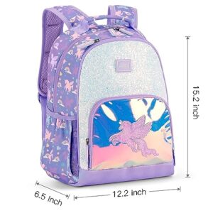 Choco Mocha Unicorn Toddler Backpack for Girls, Kids Preschool Backpack for Toddler Kindergarten Backpack 15 Inch, Glitter Purple