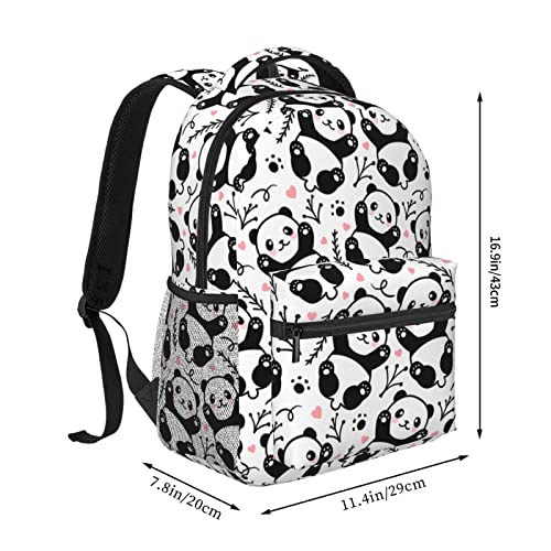 Yuvinw Cute Panda Backpack 17 Inch,Travel Backpacks Casual Daypack, Laptop Backpack For Women Men,With Adjustable Straps.Cute Panda