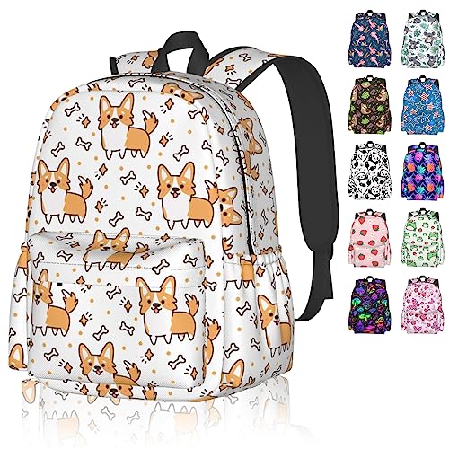 PARN Corgi Backpack For Women Men, 16.9 Inch Corgi Laptop Backpack College Bag Cute Travel Backpack