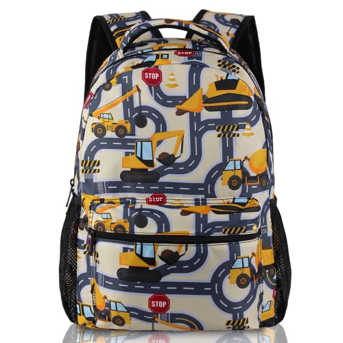 Catilo Construction Backpack for Boys, Tractor Truck Backpack,Excavator School Bag Bookbag for Kids Elementary