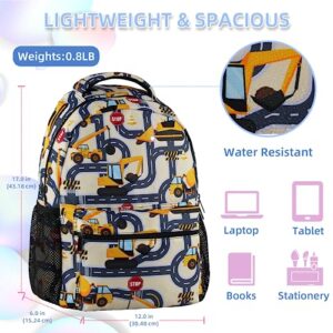 Catilo Construction Backpack for Boys, Tractor Truck Backpack,Excavator School Bag Bookbag for Kids Elementary