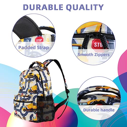 Catilo Construction Backpack for Boys, Tractor Truck Backpack,Excavator School Bag Bookbag for Kids Elementary