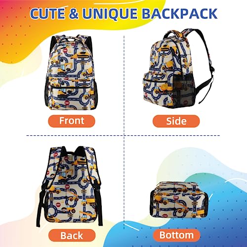 Catilo Construction Backpack for Boys, Tractor Truck Backpack,Excavator School Bag Bookbag for Kids Elementary