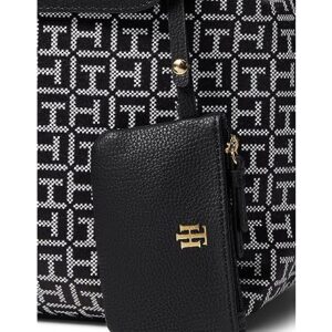 Tommy Hilfiger Maxine II Flap Backpack w/Hangoff Square Monogram Jacquard Black/White One Size