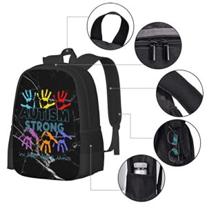 LUJON-Autism-Awareness-Autism-Strong-Backpack, Lightweight Backpack Classical Casual Daypack For Women Men