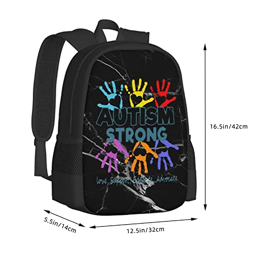 LUJON-Autism-Awareness-Autism-Strong-Backpack, Lightweight Backpack Classical Casual Daypack For Women Men