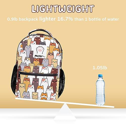 Cbntnaf Cute Meow Cat Backpack for Girls Boys Teens,College Bookbags,18 Inch,Large Capacity,Durable,Lightweightbag for Travel