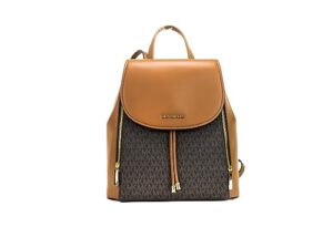 michael kors phoebe medium zip pocket backpack brown mk signature