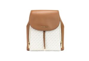 michael kors phoebe medium zip pocket backpack vanilla mk signature